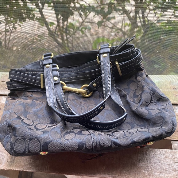 Coach | Bags | Vintage Coach Monogram Black Shoulder Bag | Poshmark